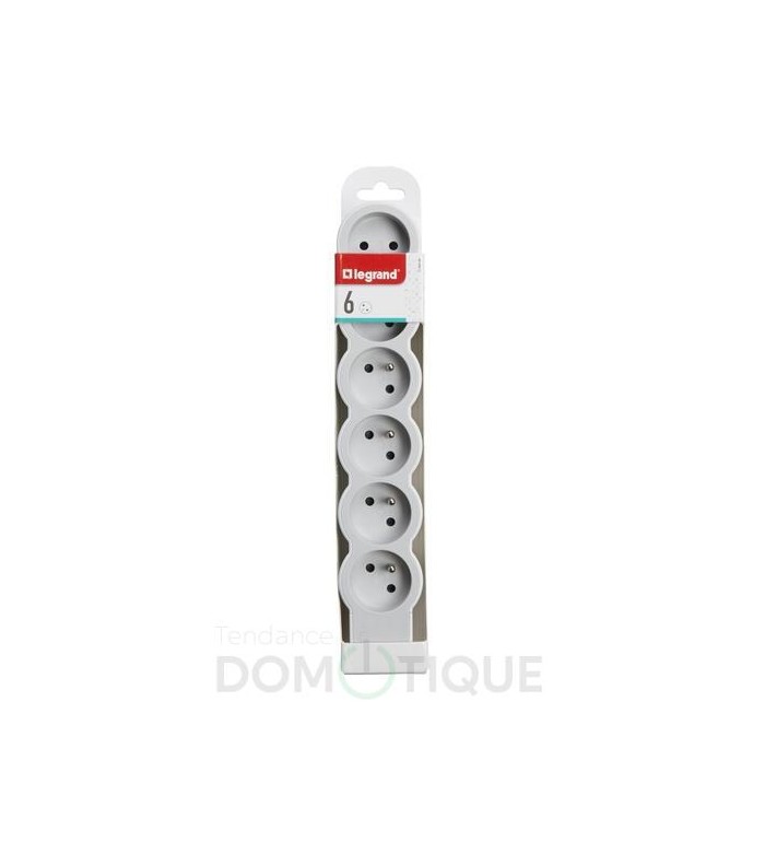 RALLONGE MULTIPRISE EXTRA-PLATE SANS CABLE, BLANC/GRIS CLAIR