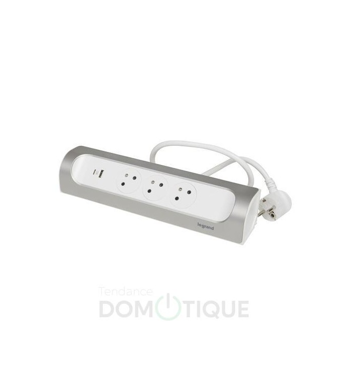 RALLONGE MULTIPRISE D'ANGLE AVEC 3 PRISES SURFACE ET USB TYPE-A + TYPE ...