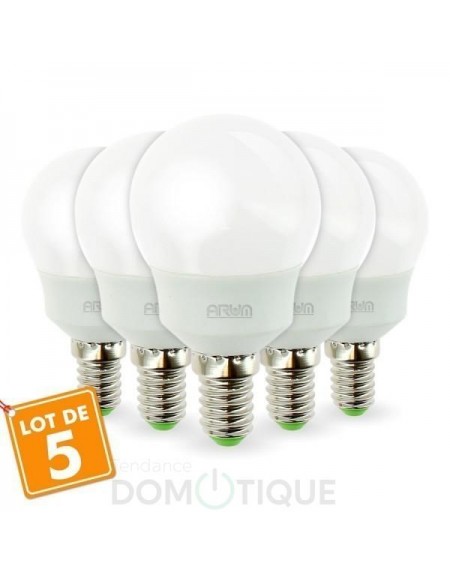 LOT DE 5 AMPOULES LED, P45, E14, 5.5W, EQ 40W